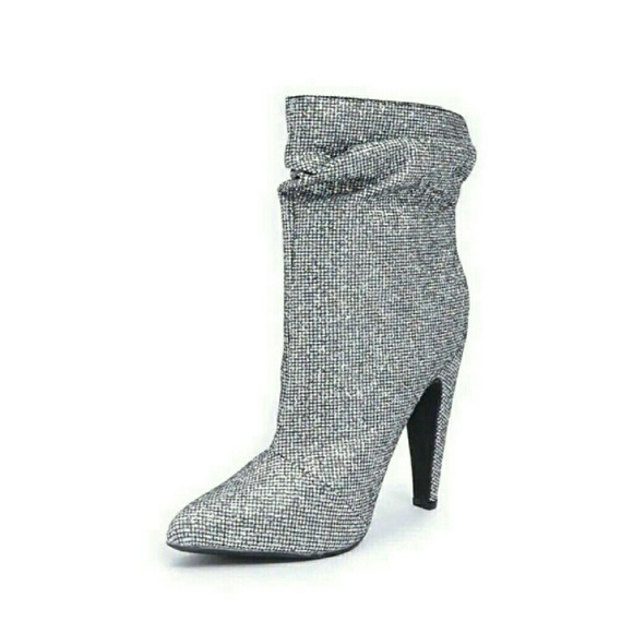 heavenlyscloset | Shoes | Silver Heeled Glitter Booties | Poshmark
